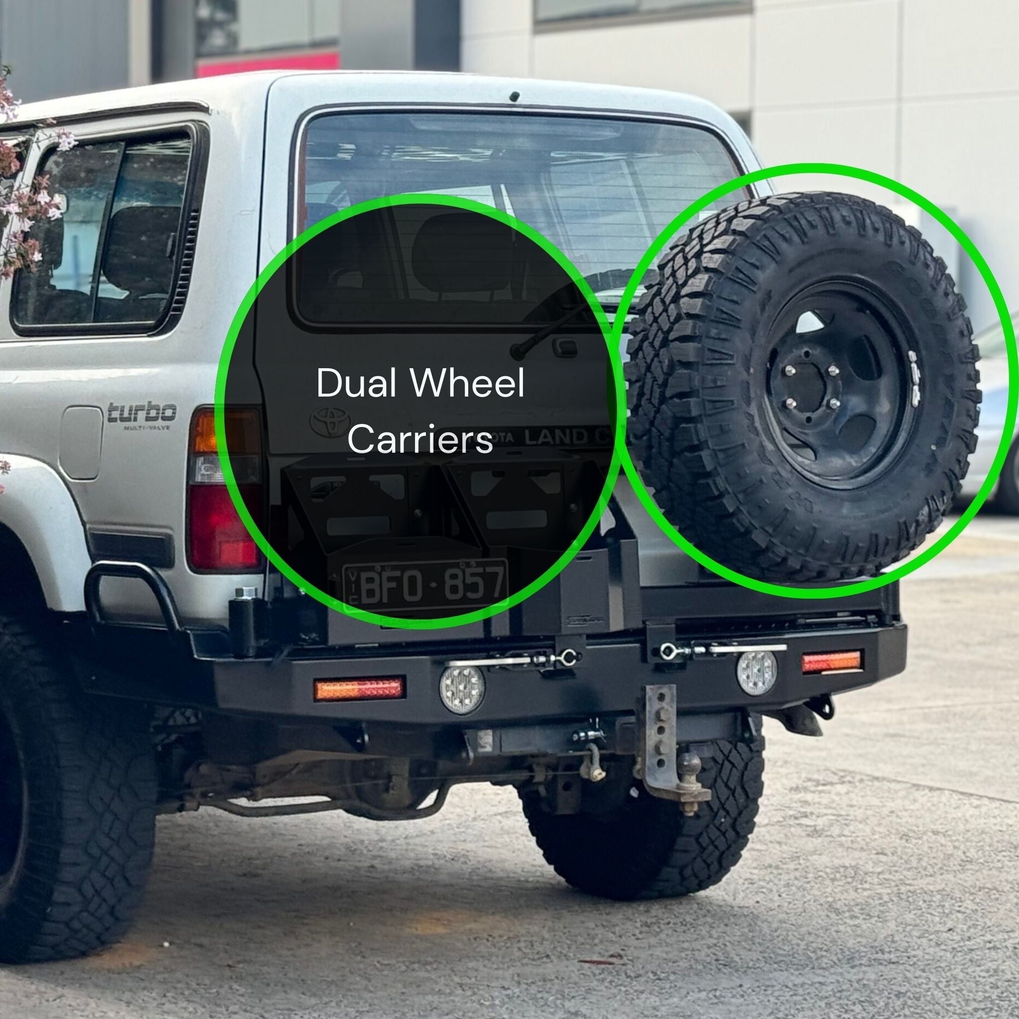 80 Series Toyota Landcruiser Dual Wheel Carrier to suit Rear Bar - 4x4 ...