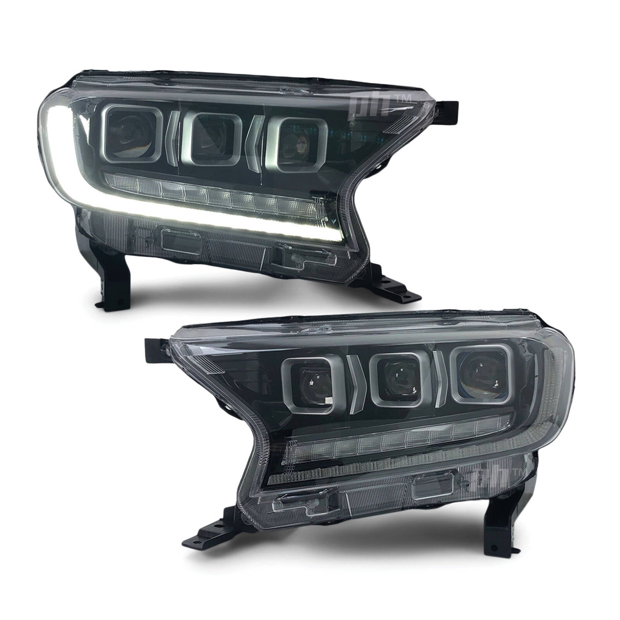 Headlights PAIR Bugatti Style LED fits Ford Ranger PX MK2 MK3 2015 - 2 ...