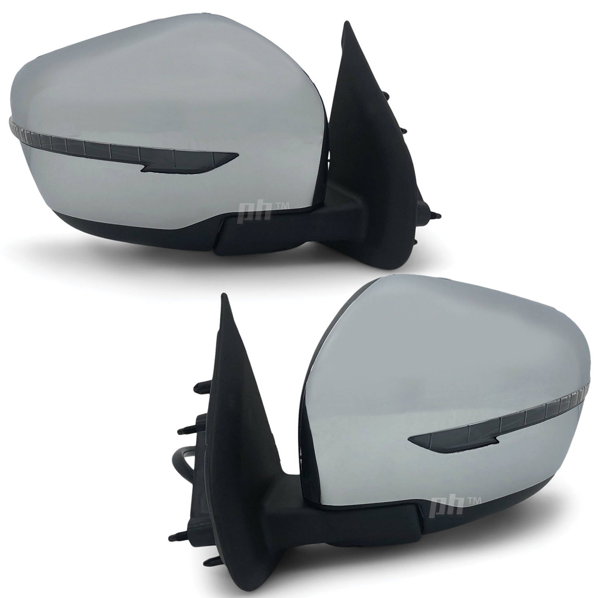 Door Mirrors PAIR Chrome Electric Indicator fits Nissan Navara D23 NP3 ...