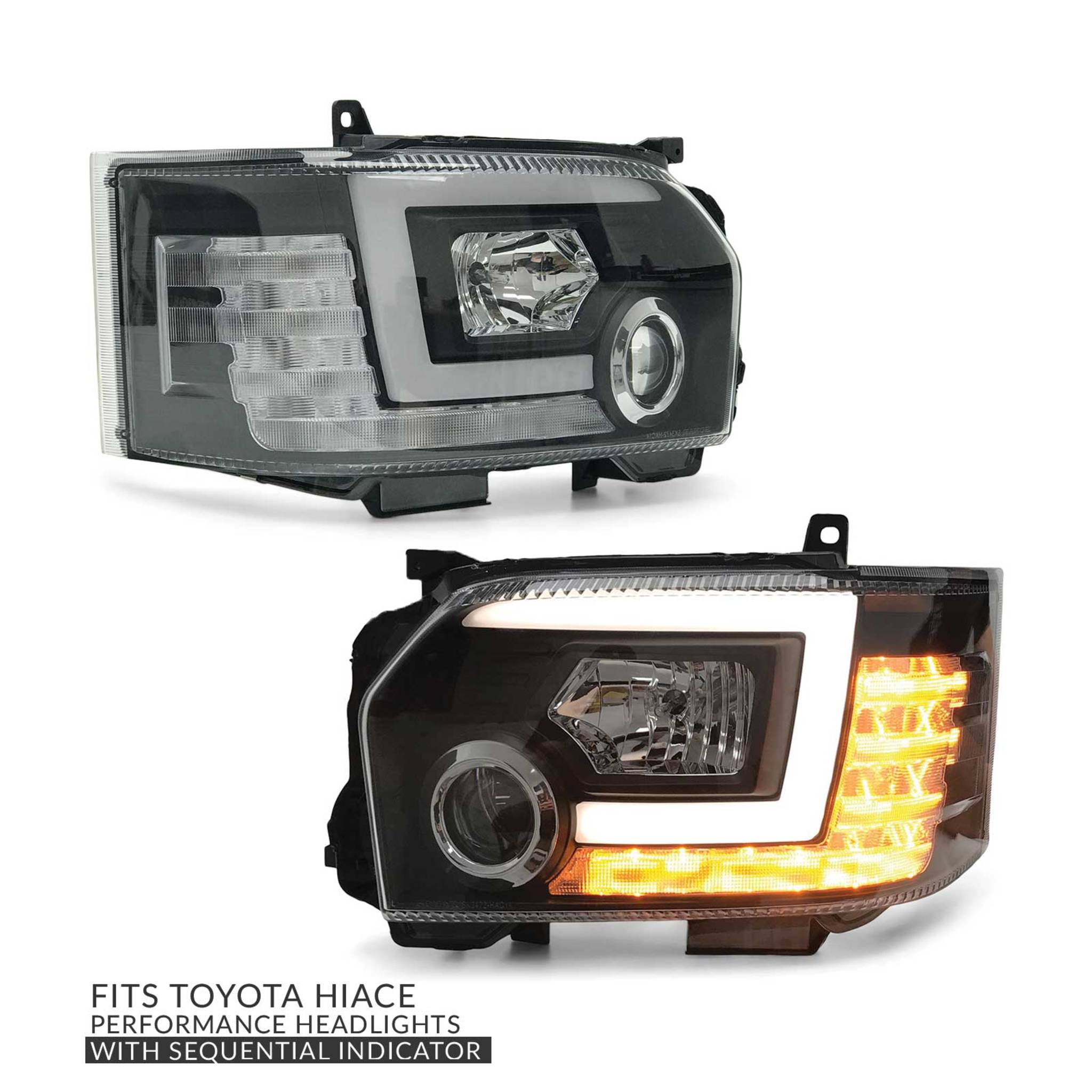 Headlights PAIR DRL Style with Sequential Indicator fits Toyota Hiace ...
